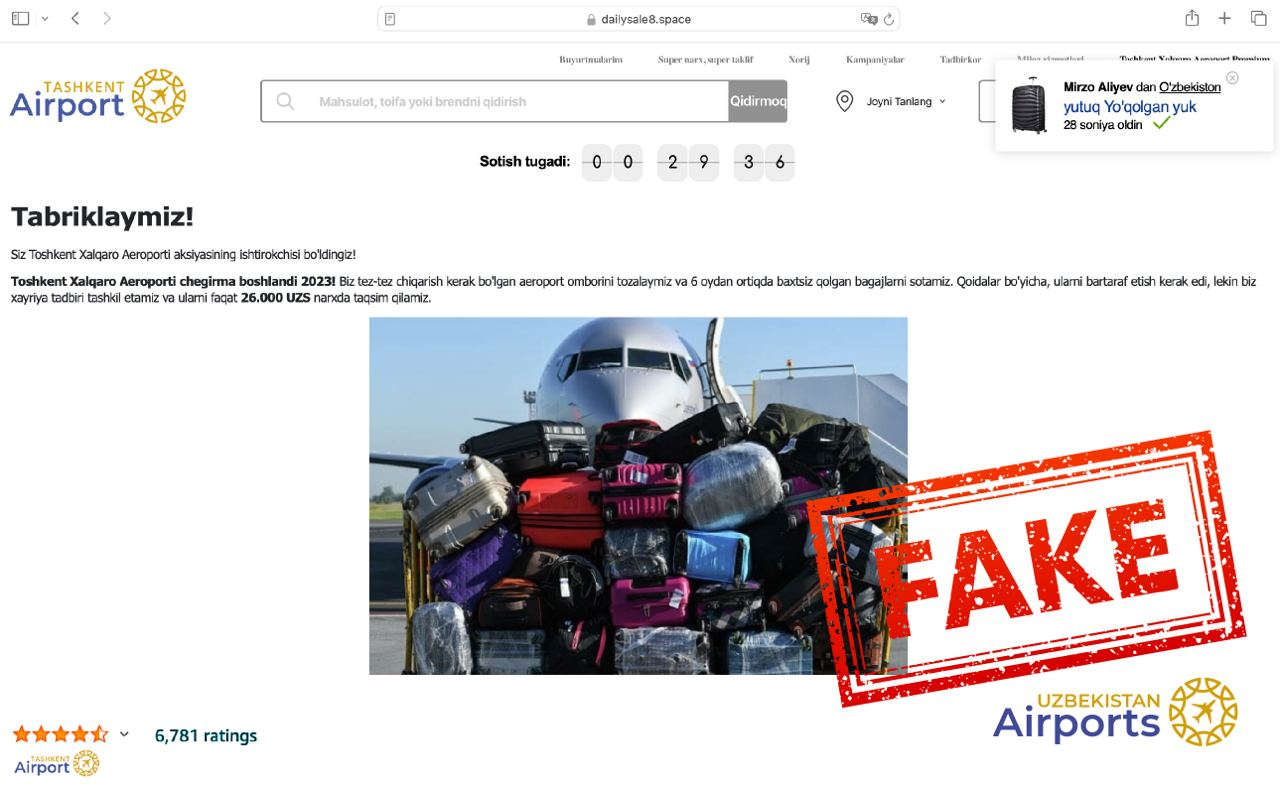 Toshkent xalqaro aeroportida unutib qoldirilgan yuklar sotilishi aytilgan xabarlar rad etildi ...
